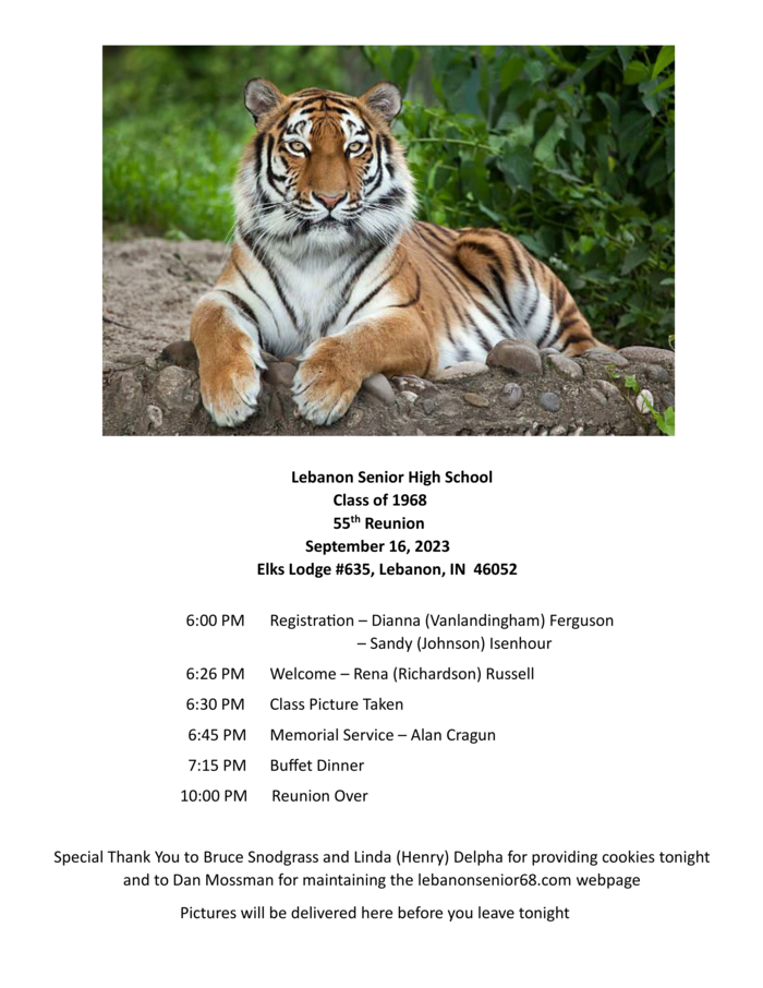 Lebanon Senior High School Class Of 1968, Lebanon, IN